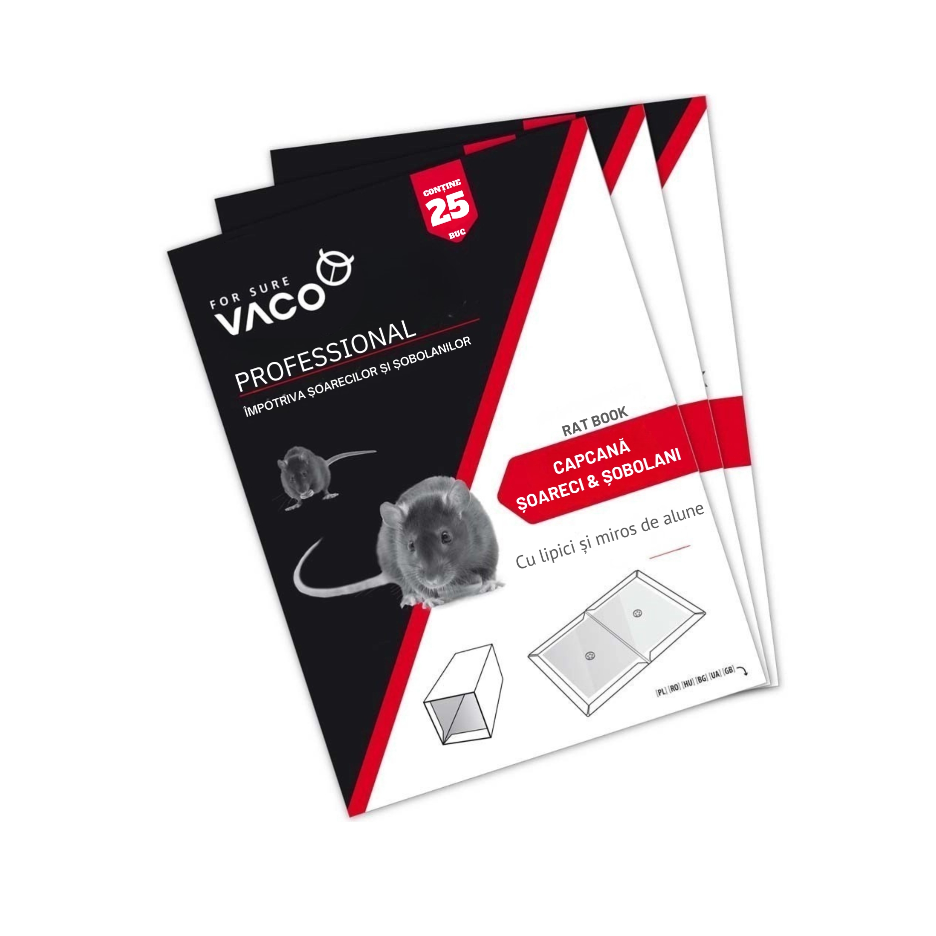 Capcane cu lipici soareci sobolani VACO Professional, set 25 bucăți